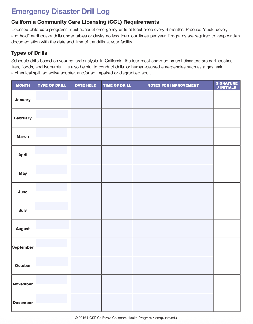 Preschool Emergency Procedures and Preparedness Plans