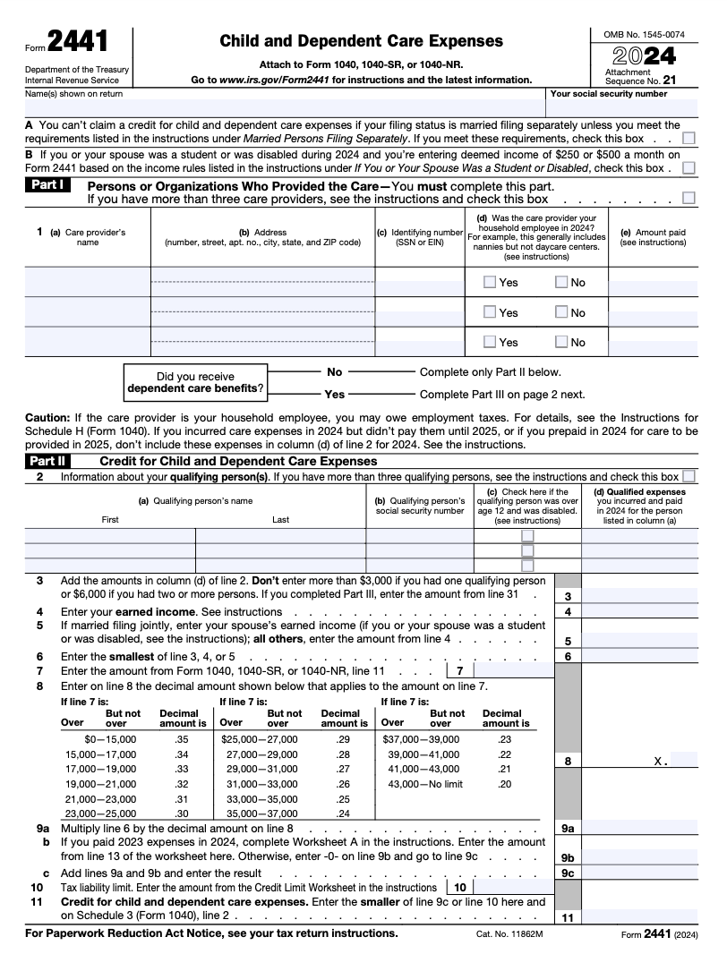 2024 Guide to Form 2441 and Childcare Tax Credits